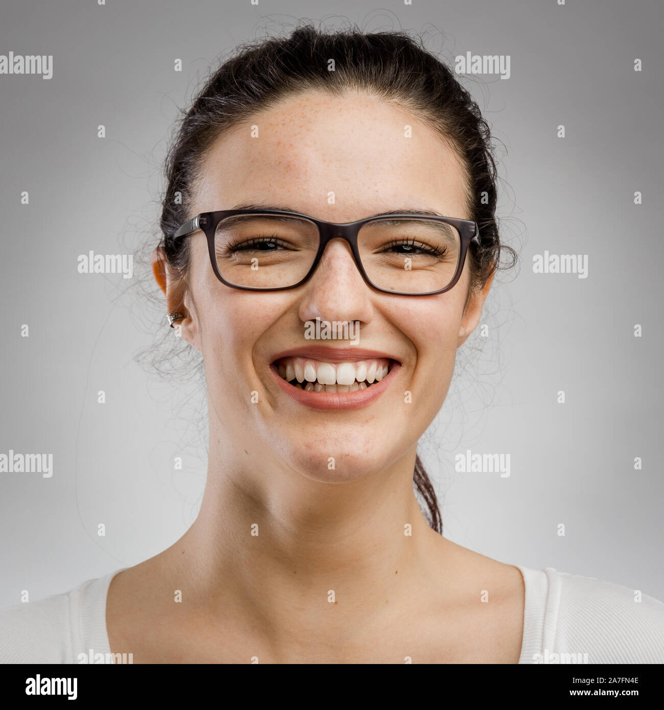 Cute portrait of a happy woman Stock Photo - Alamy