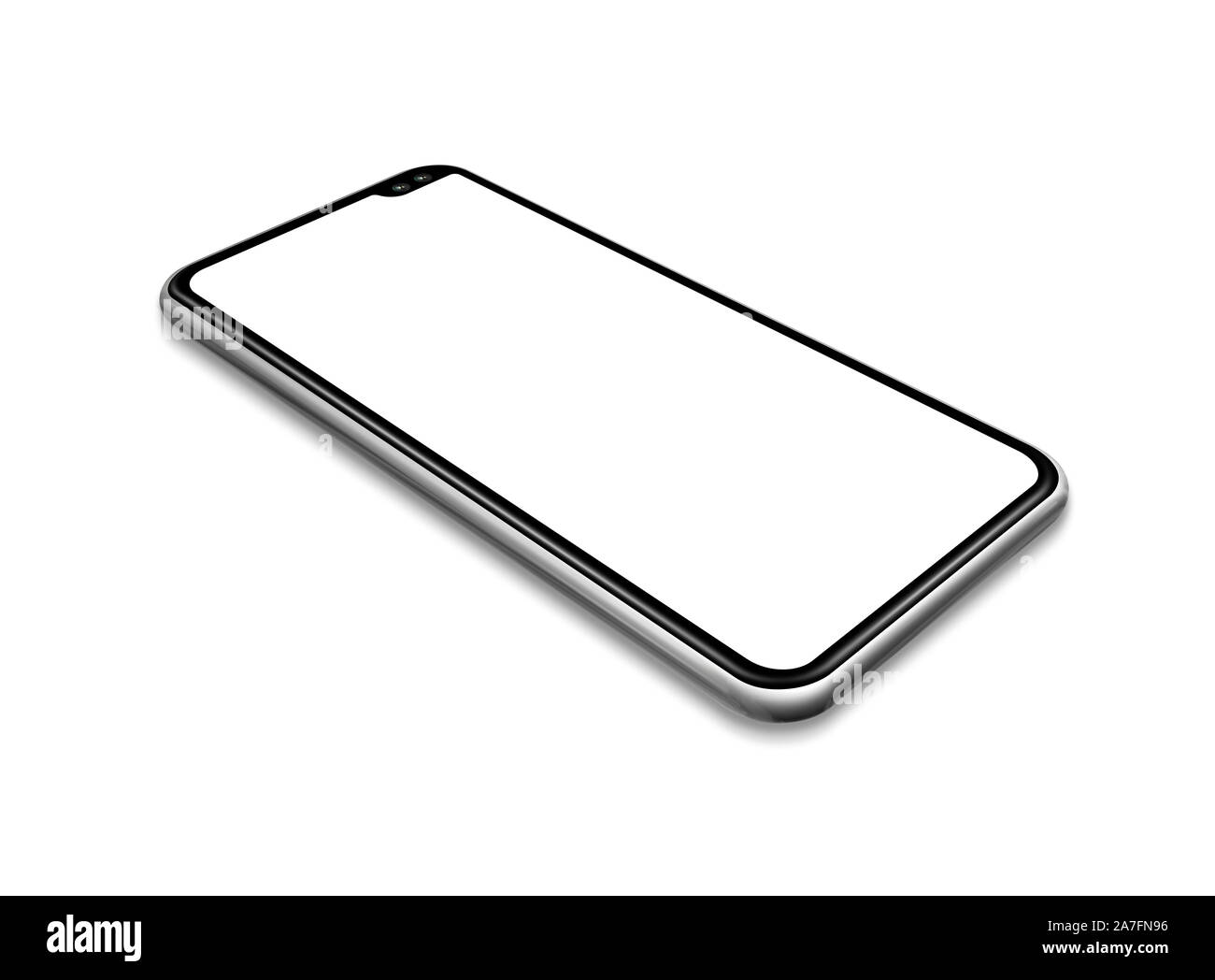 All-screen digital blank smartphone mockup isolated on white. 3D render ...