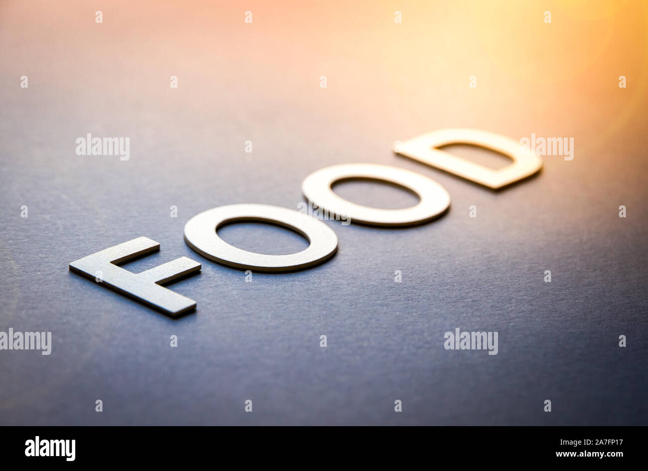 Word food written with white solid letters on a board Stock Photo - Alamy