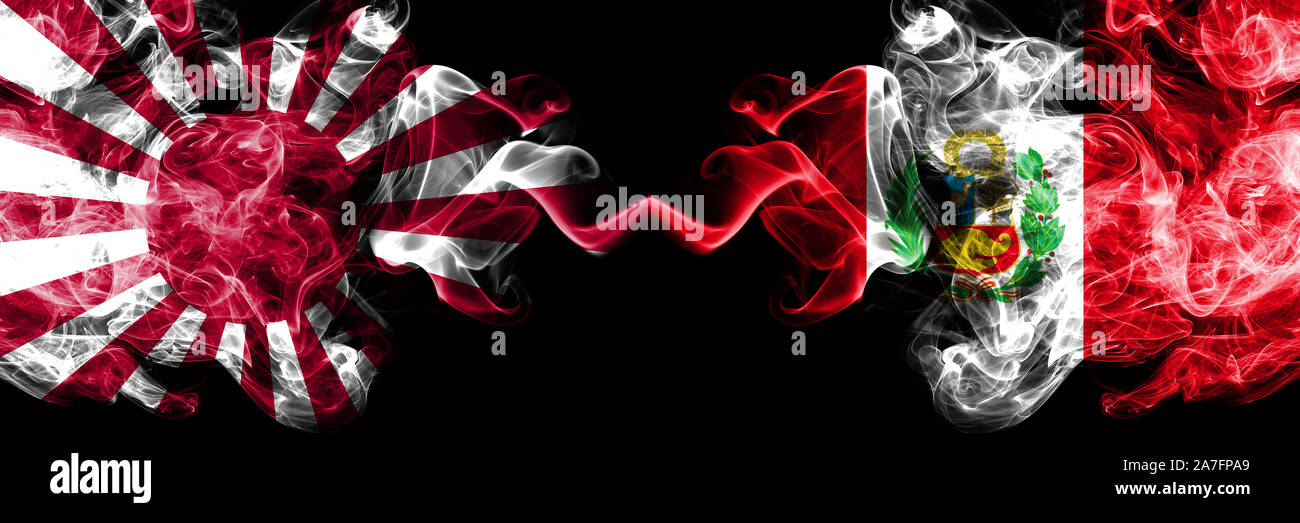 Japan rising sun naval vs Peru, Peruan smoky mystic states flags placed ...