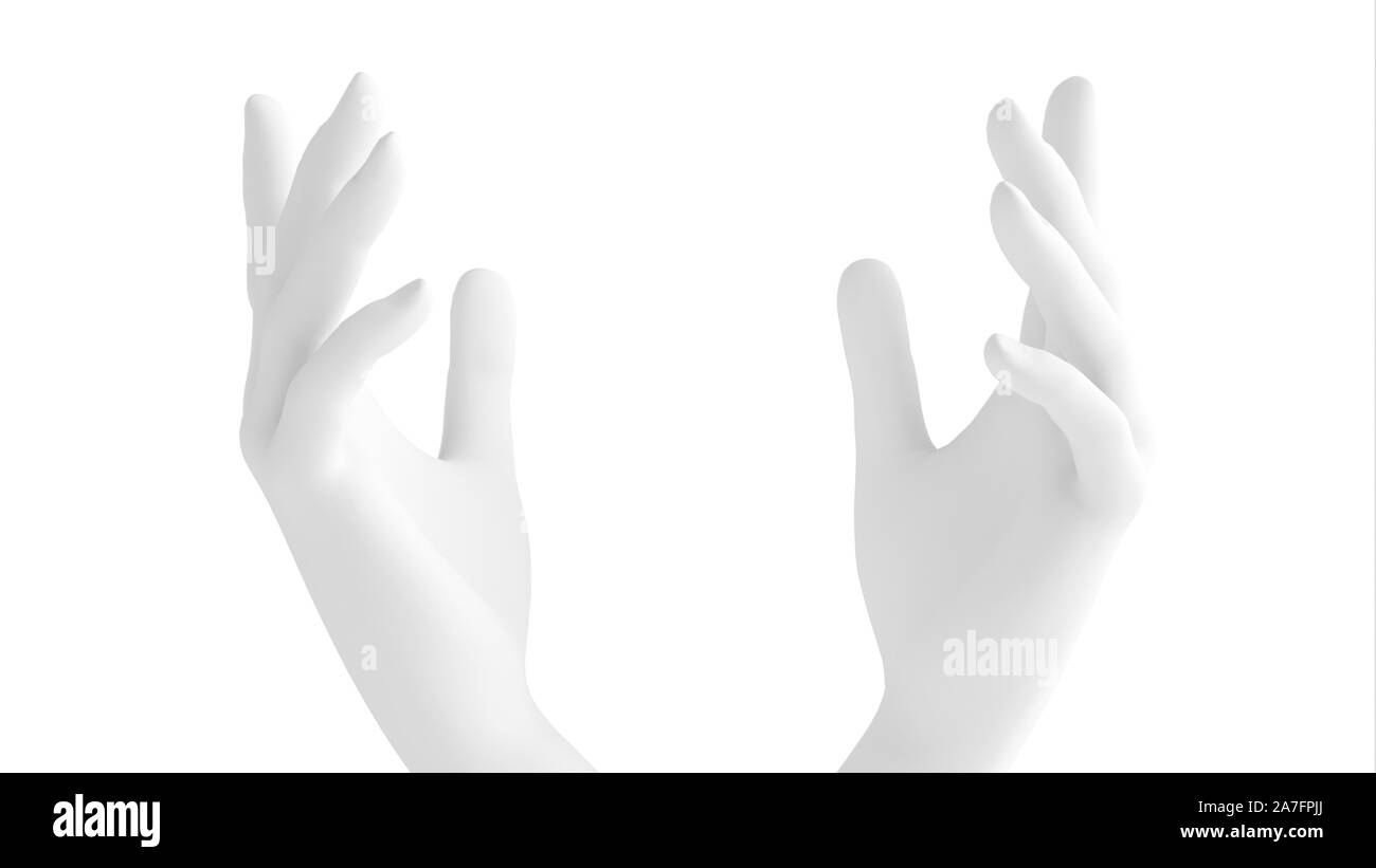 White background 3d hand gesture. 3d rendering, 3d illustration Stock ...