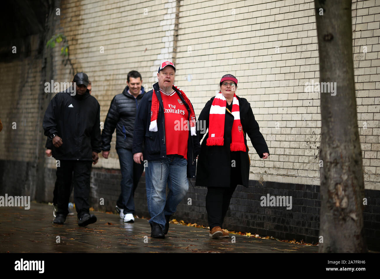 Arsenal fans arrive for the Premiership match at The Emirates Stadium ...