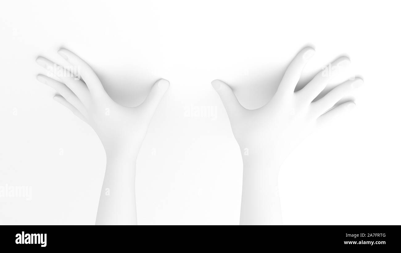 White background 3d hand gesture. 3d rendering, 3d illustration Stock ...