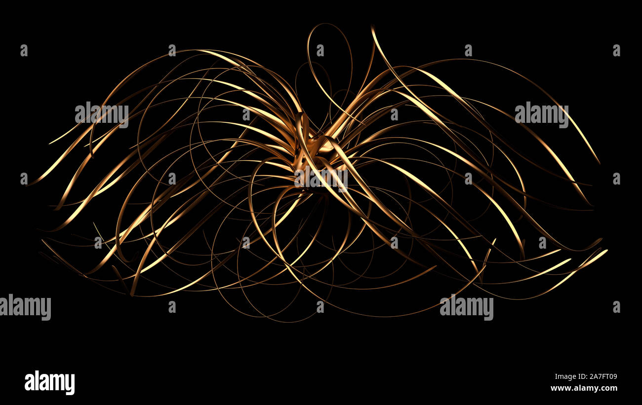 Unusual, beautiful golden form. 3d rendering 3d illustration Stock ...