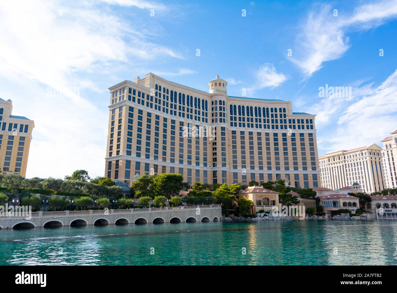 Bellagio hotel with spectacle of fountains, las vegas, nevada, united ...