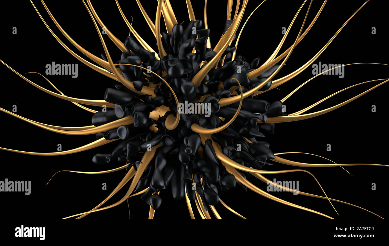 Unusual, beautiful golden form. 3d rendering 3d illustration Stock ...