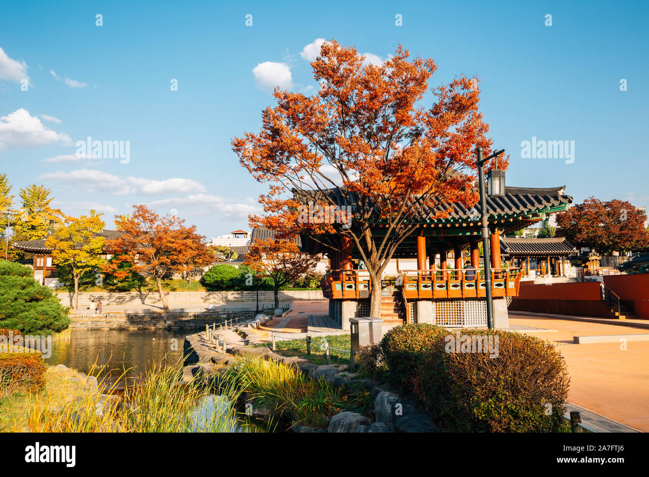 Traditional Korean House Autumn Tree High Resolution Stock Photography ...