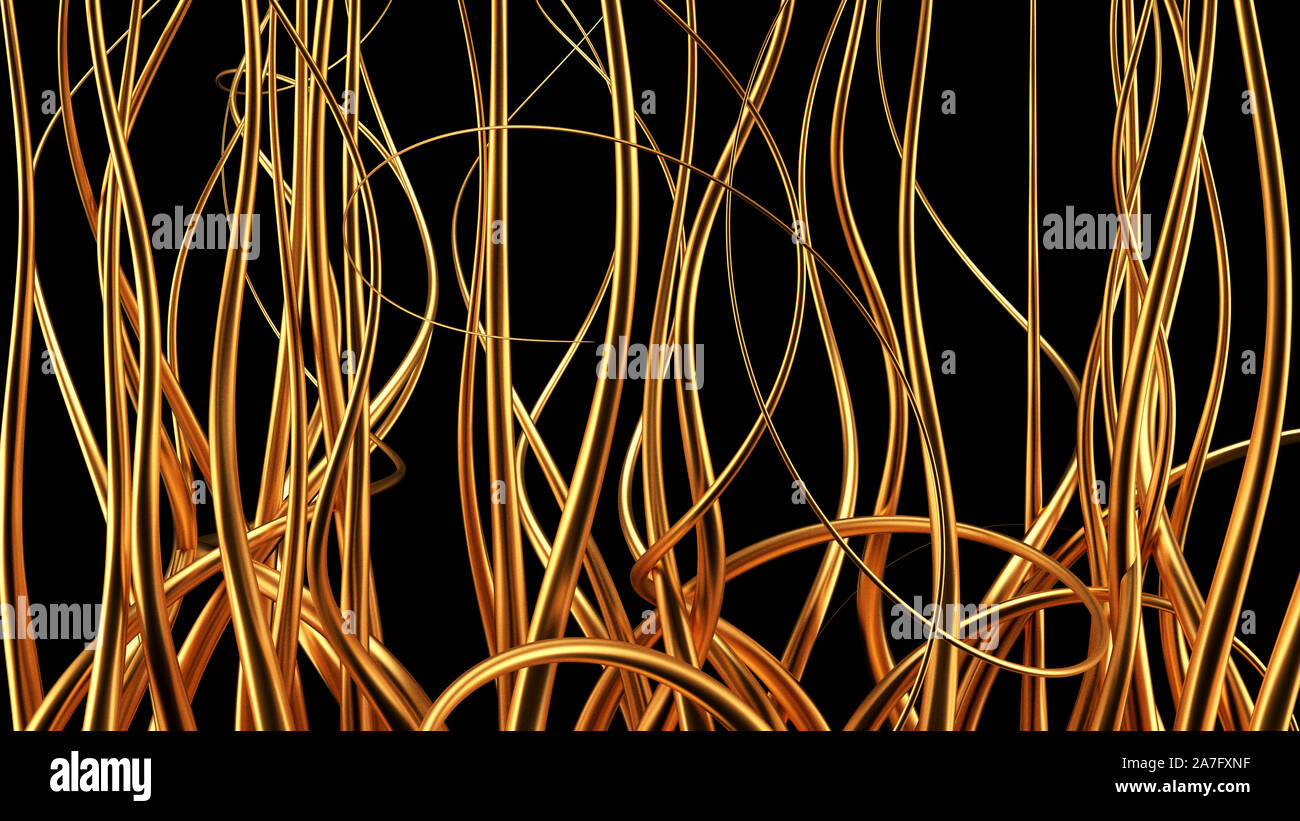 Unusual, beautiful golden form. 3d rendering 3d illustration Stock ...