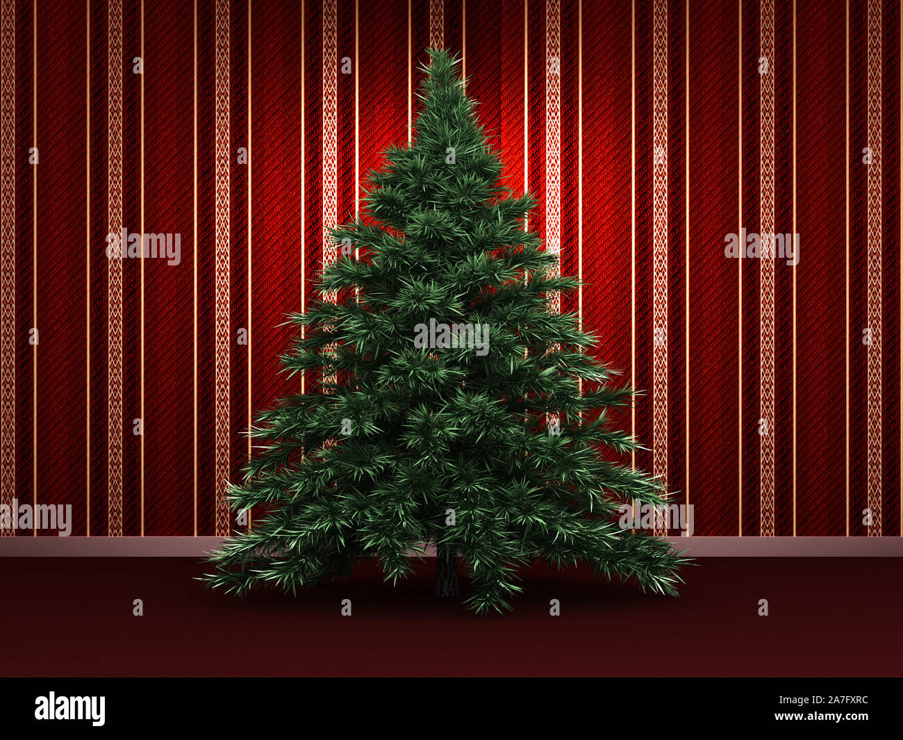 Room interior christmas holiday fir tree background. 3d rendering 3d ...