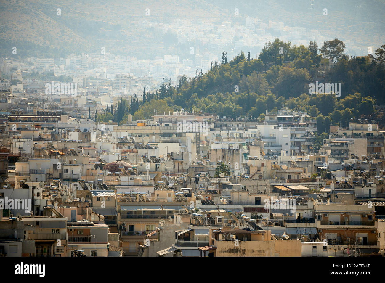 Athens capital of Greece East side of the city small green space in the ...