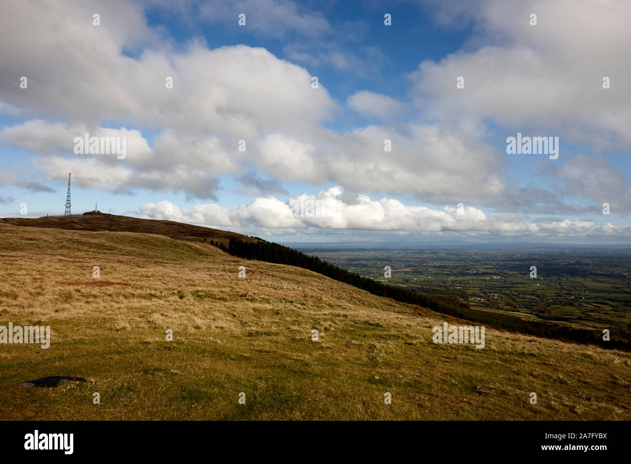 autumn view of summit of Slieve Gallion over County Derry and county ...