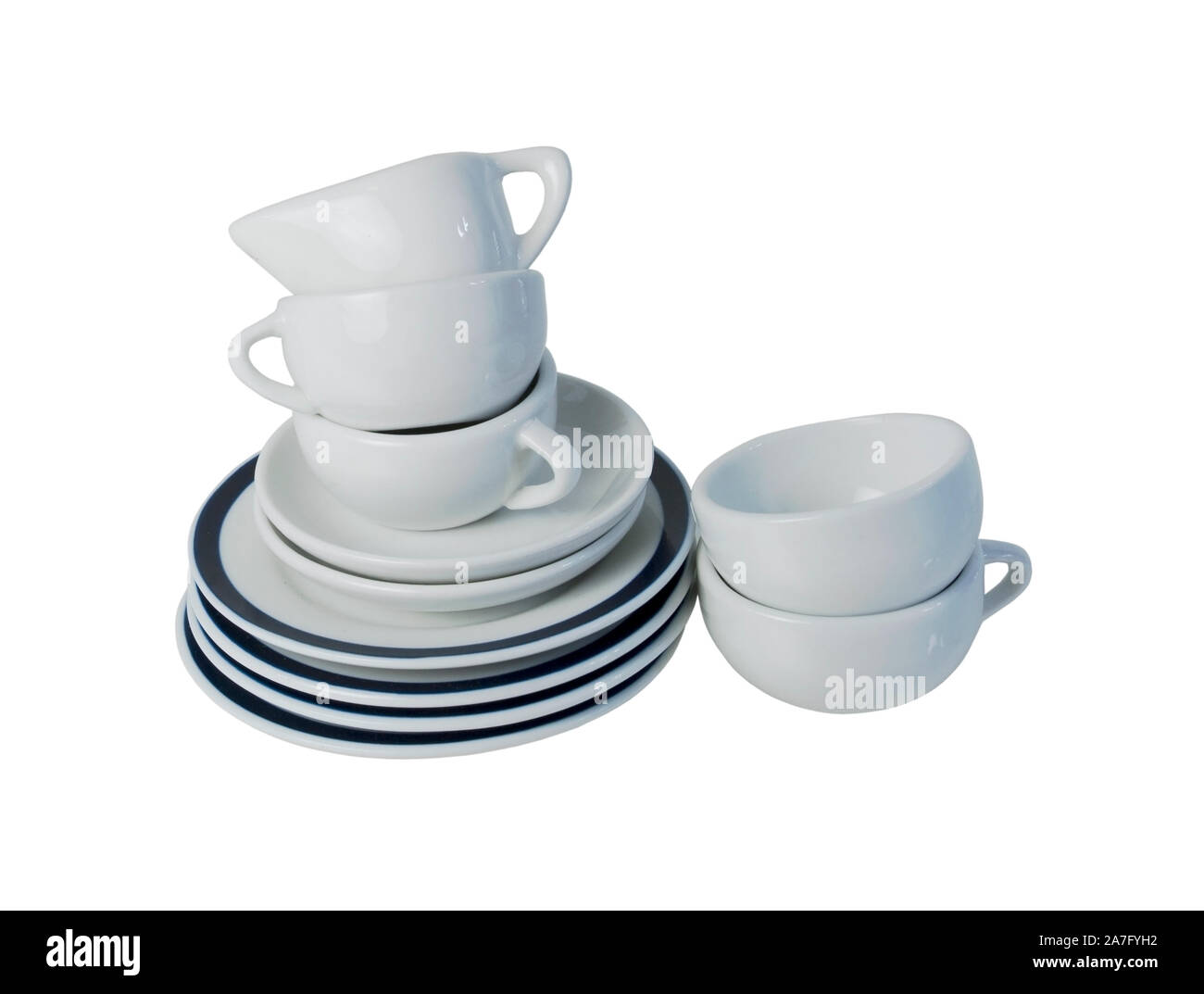 Blue trim cups and saucers Cut Out Stock Images & Pictures - Alamy