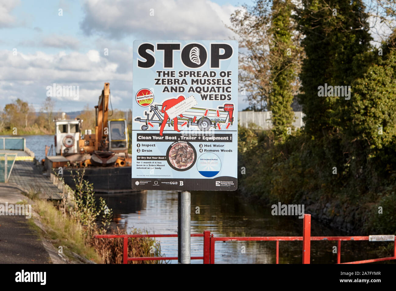 warning sign about the spread of zebra mussels ballyronan marina lough ...