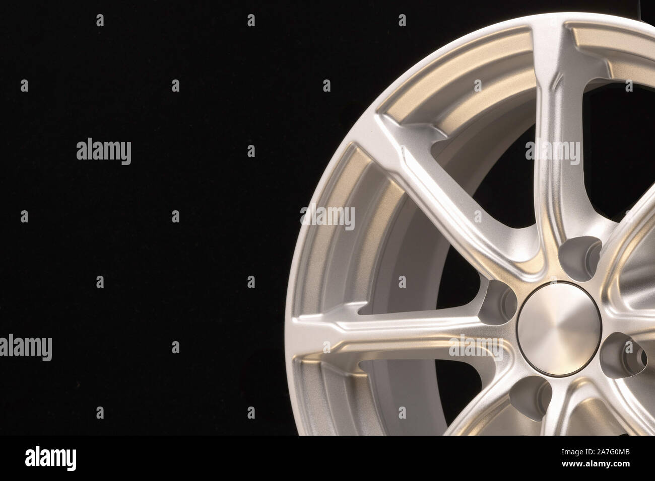 multi spoke silver aluminum die cast alloy wheel. close up and ...