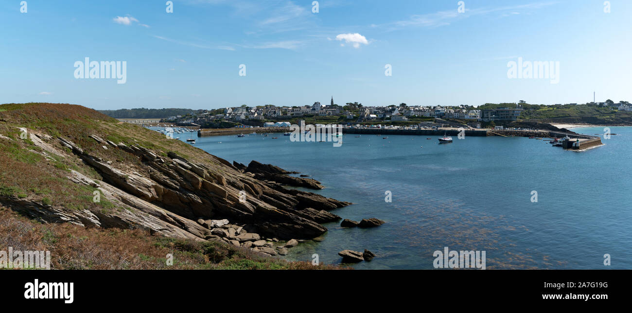 Le Conquet, Finistere / France - 22. August, 2019: panorama view of Le ...