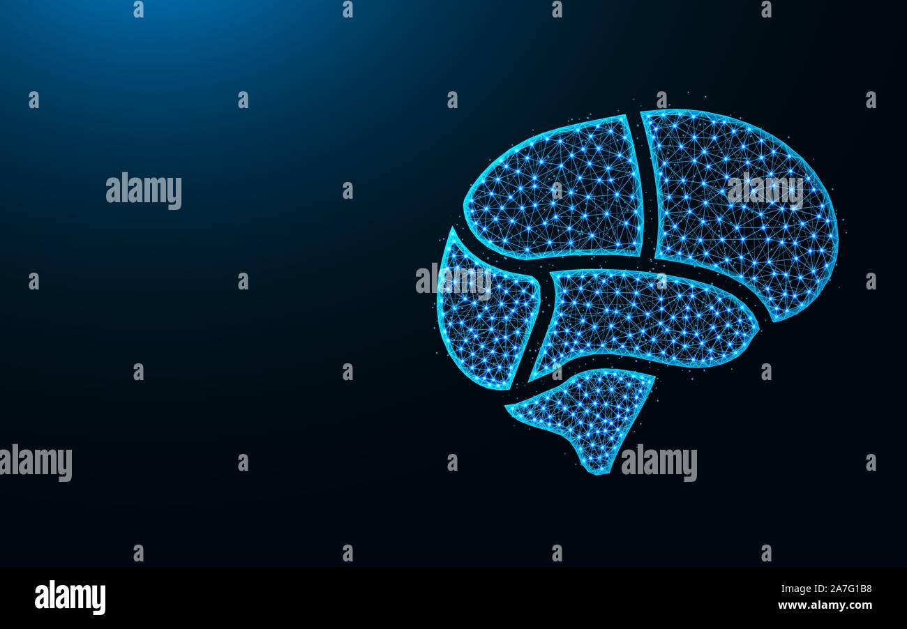 Brain areas low poly design, human organ abstract geometric image ...