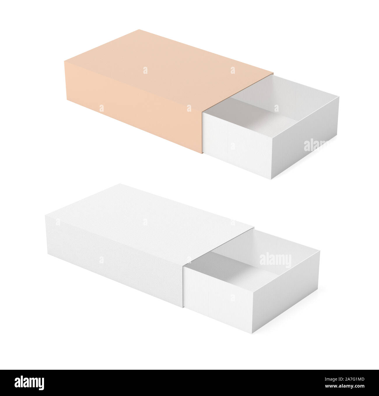 Slider paper carton set. Matchsticks boxes. White and brown. 3d ...