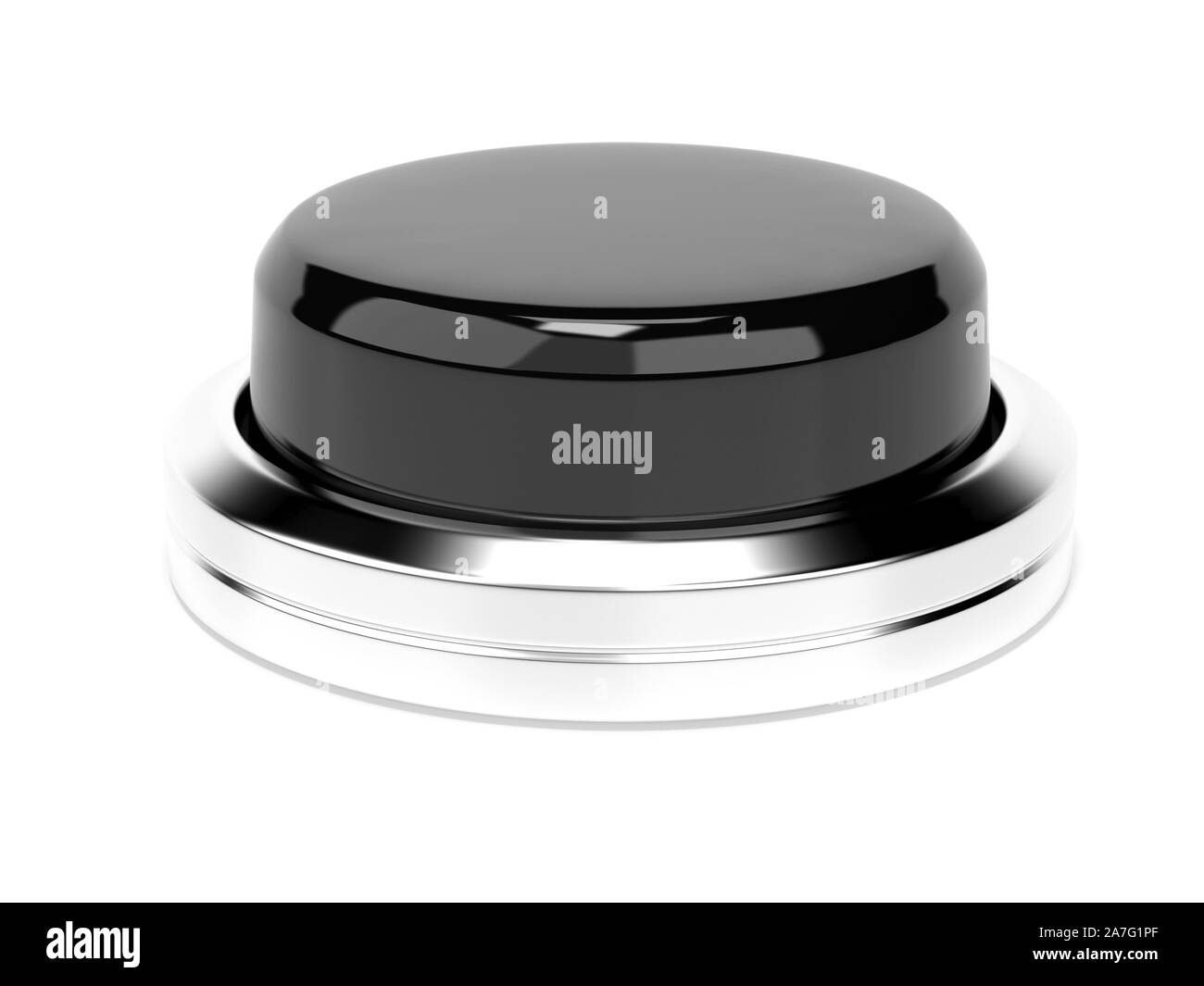 Black push button. 3d rendering illustration isolated on white ...