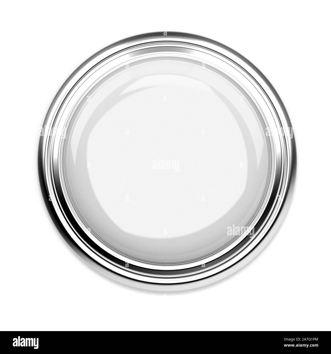 White push button. Alarm sign, top view. 3d rendering illustration ...