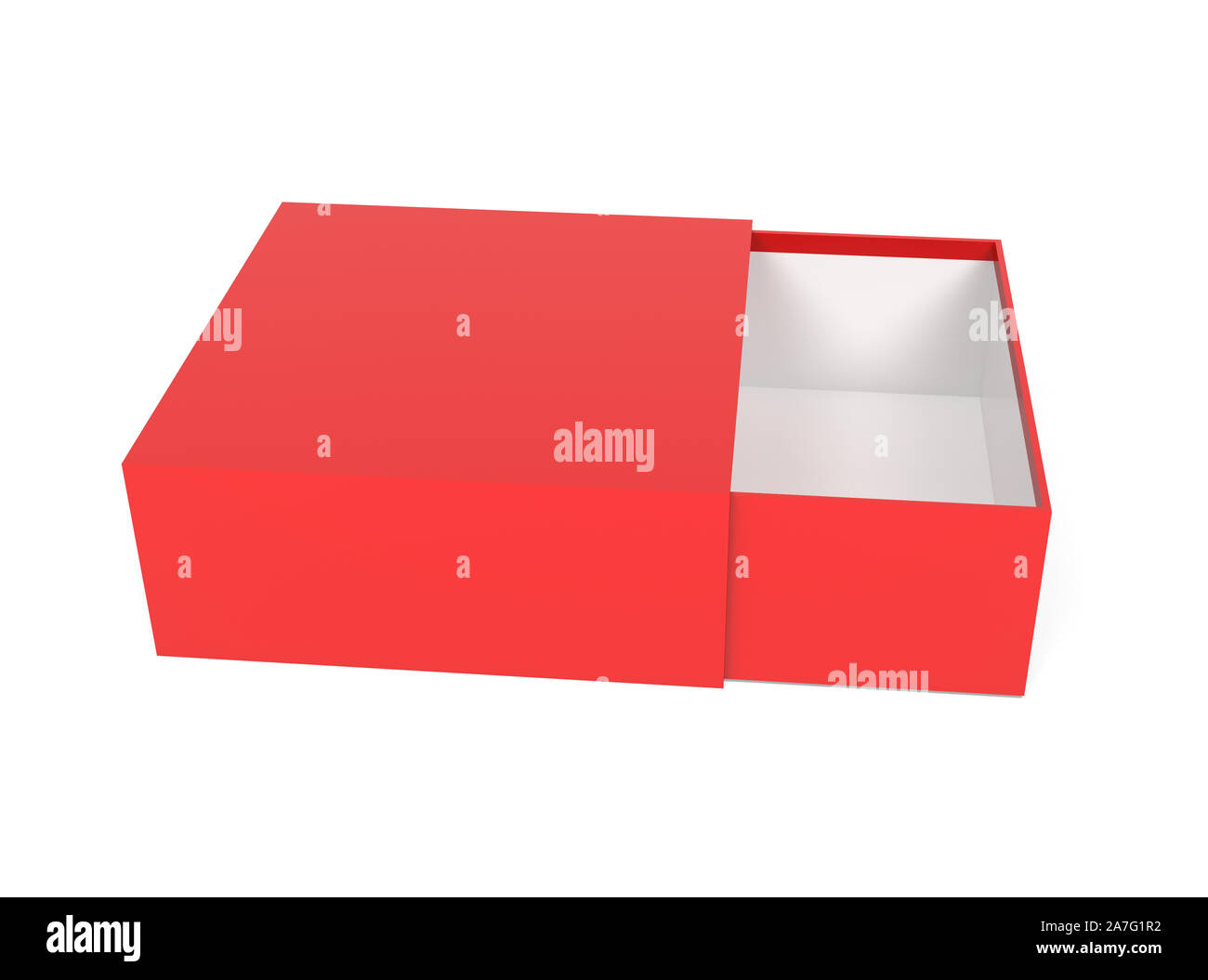 Slider box. Red blank open box mock up. 3d rendering illustration ...
