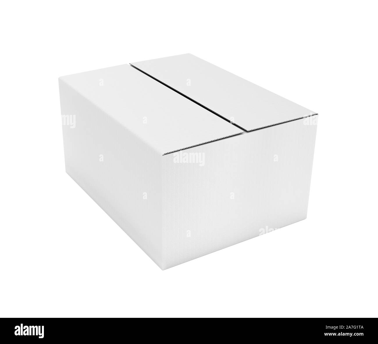 Closed white corrugated carton box. Big shipping packaging. 3d rendering illustration isolated ...