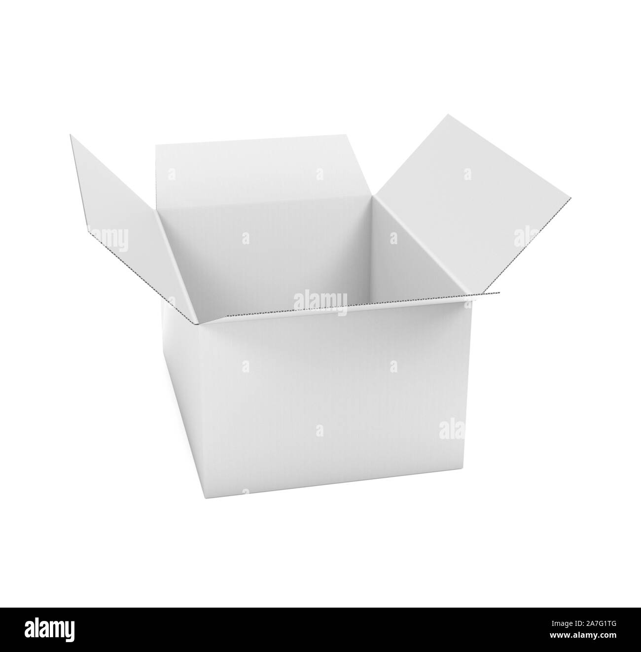 Open whitecorrugated carton box. Big shipping packaging. 3d rendering illustration isolated on ...