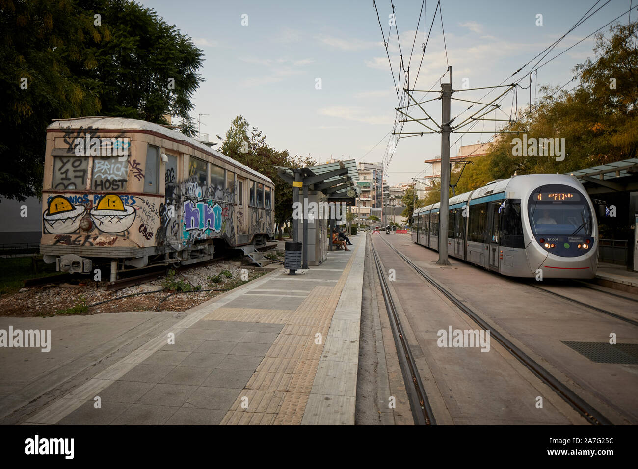 Athens capital of Greece Athens Coastal Tram at Kassomouli a vintage ...