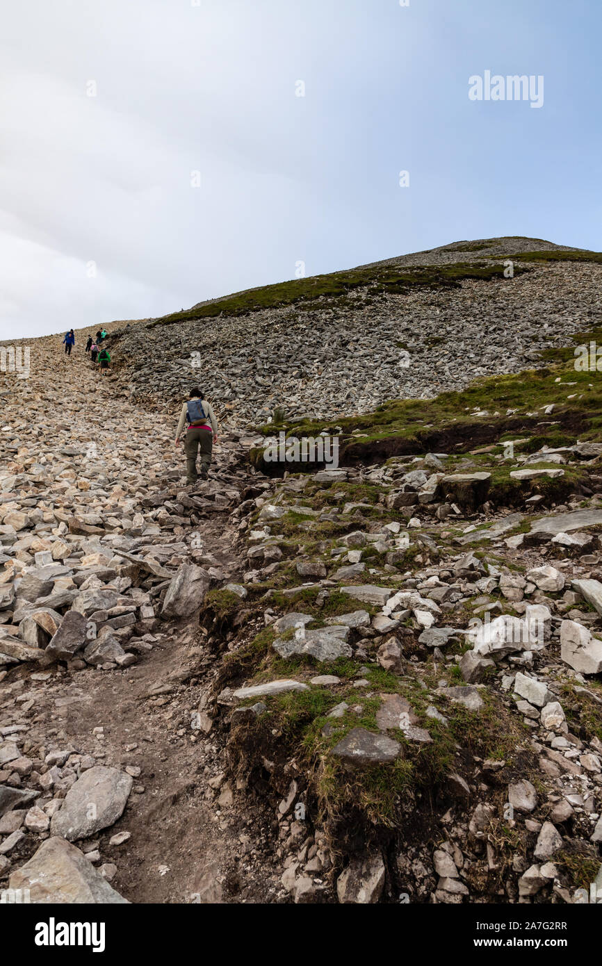 Trail, Rocks and vegetation at Croagh Patrick mountain with Westport in ...