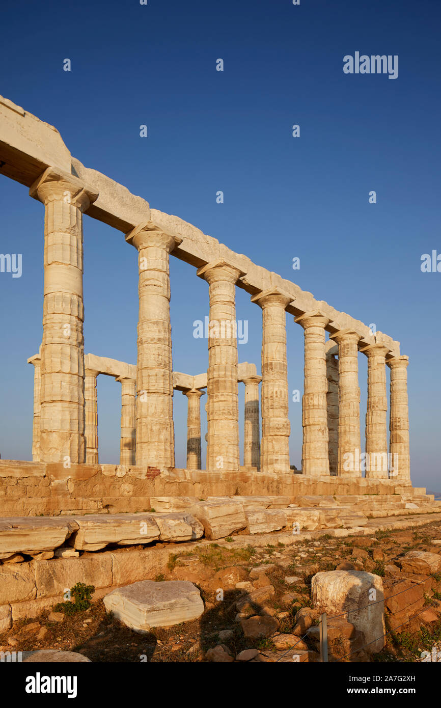 Greece The Ancient Greek temple of Poseidon at Cape Sounion, built ...