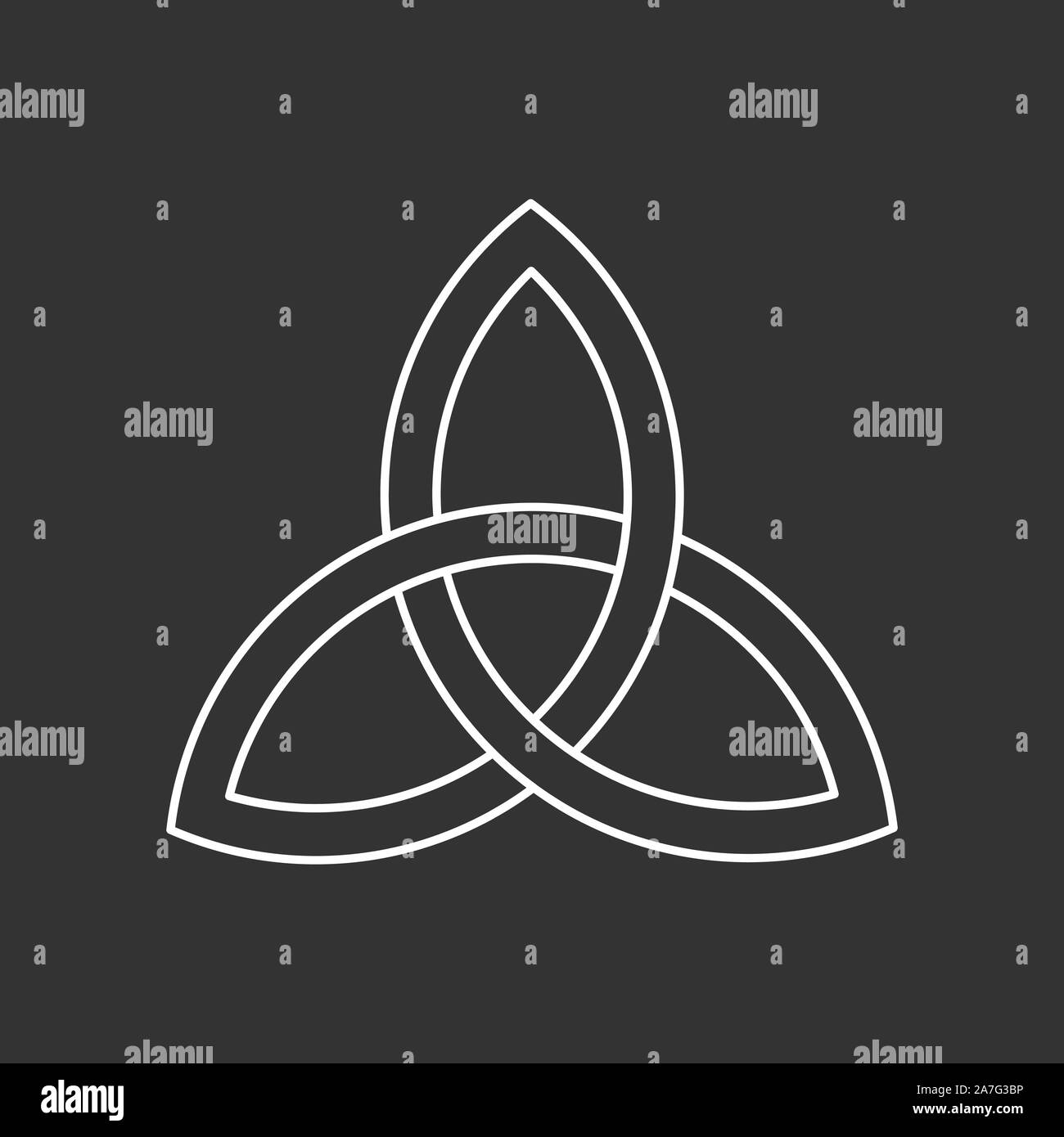 Linear triquetra symbol. Celtic trinity knot. Three parts unity icon ...