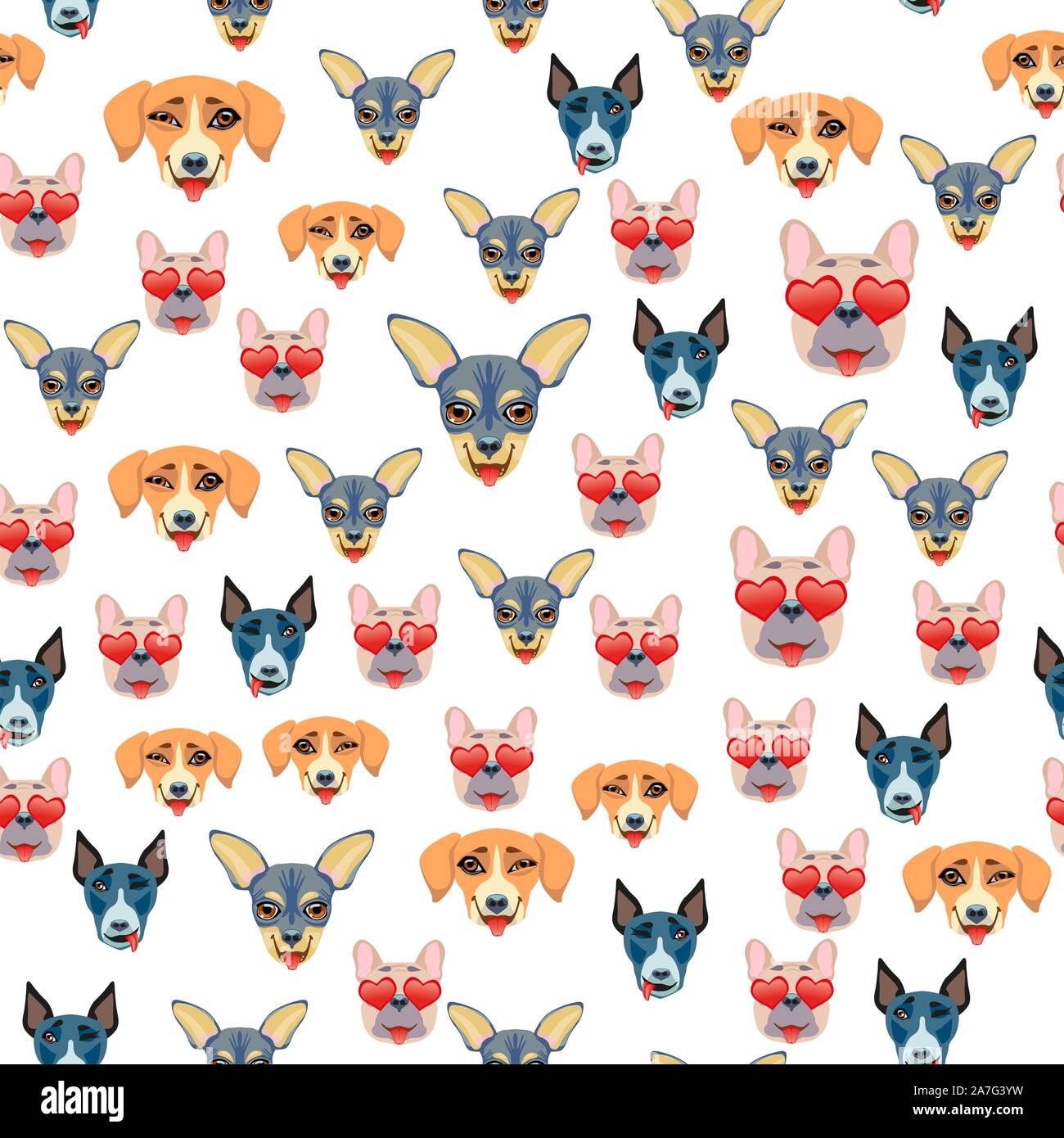 Cute seamless pattern with cartoon emoji dog Stock Vector Image & Art ...