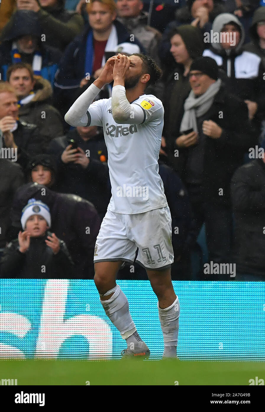 Leeds United's Tyler Roberts celebrates scoring his team’s opening goal ...