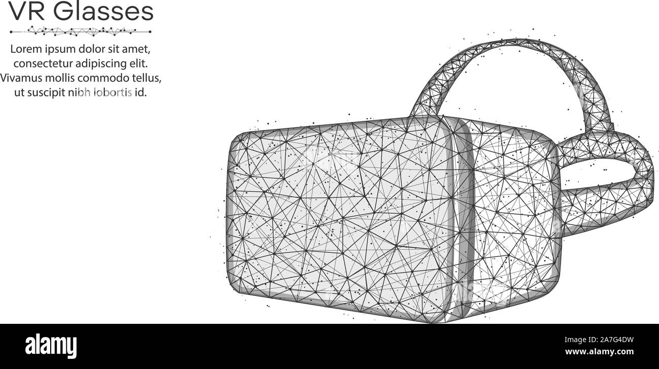 VR glasses low poly design, virtual reality glasses wireframe mesh ...