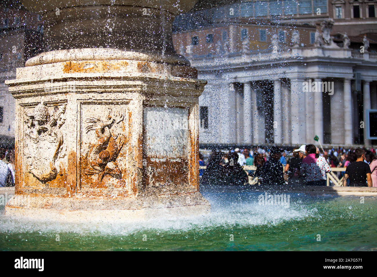 Vatican fountain in St. Peter's Square in Rome. Vatican City Italy ...