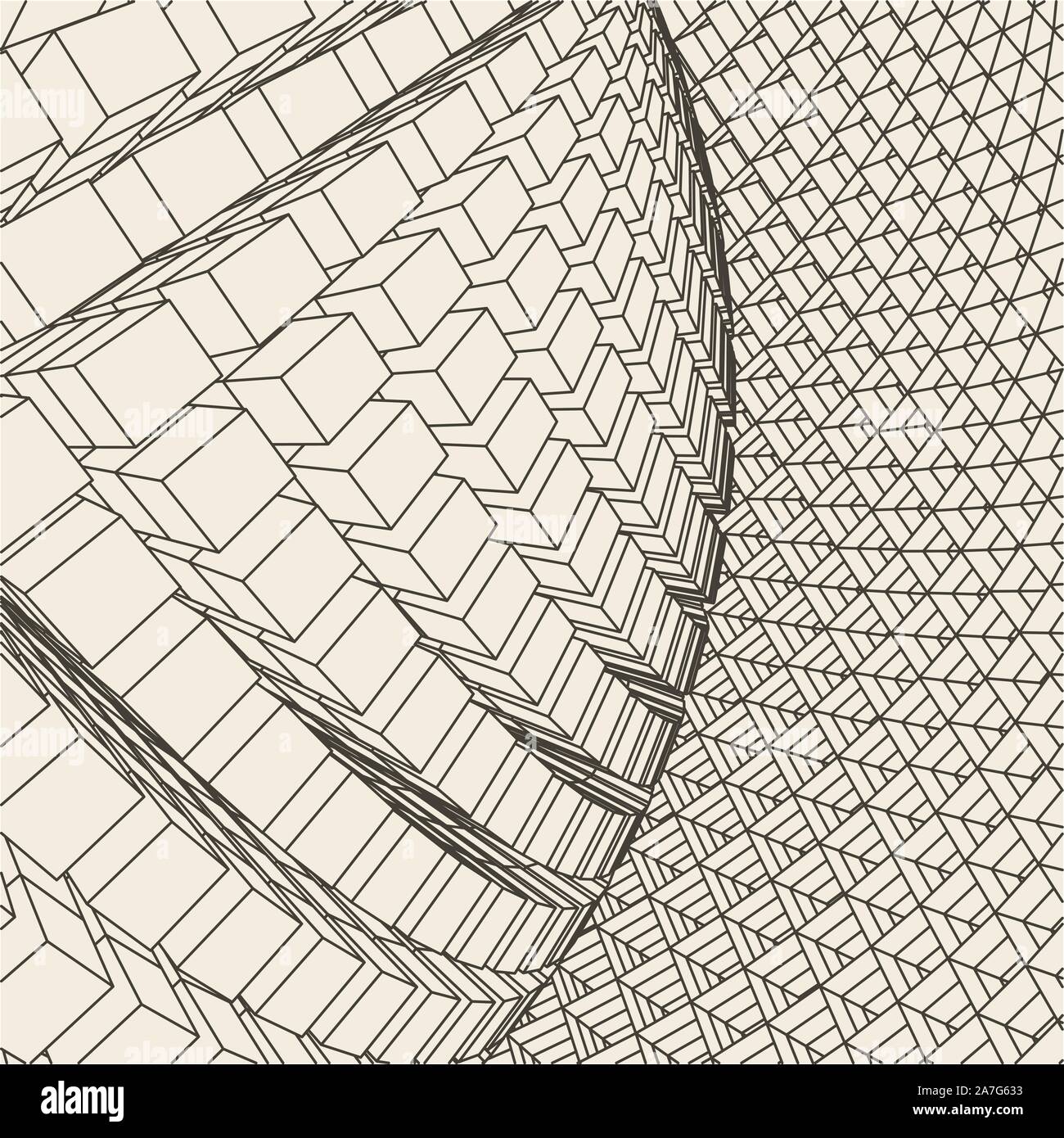 Abstract vector landscape background. Cyberspace grid. 3d technology ...