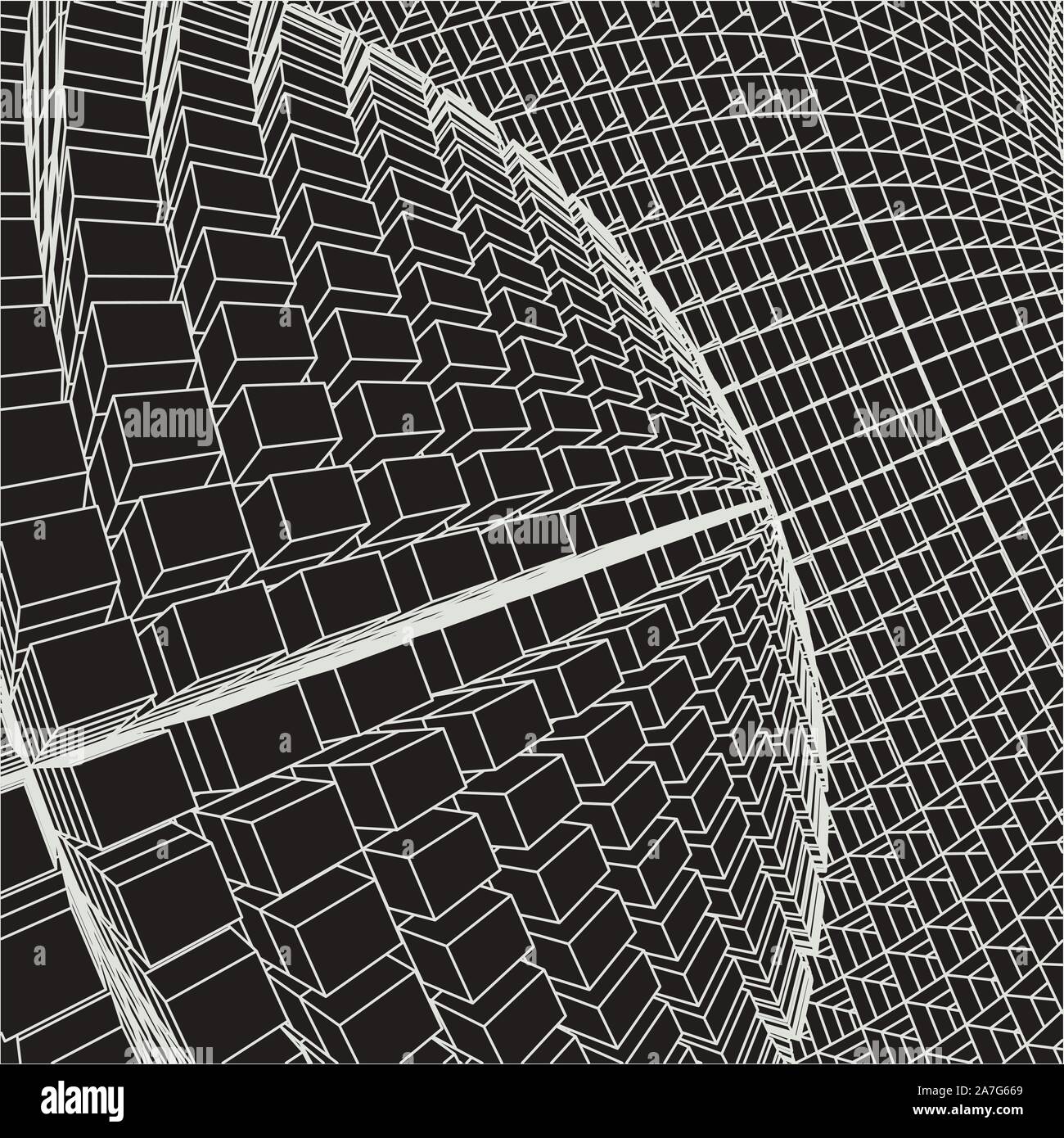 Abstract vector landscape background. Cyberspace grid. 3d technology ...