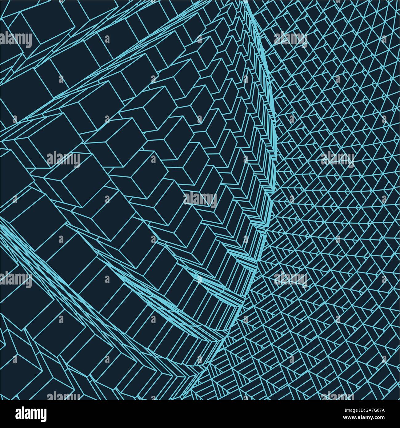Abstract vector landscape background. Cyberspace grid. 3d technology ...