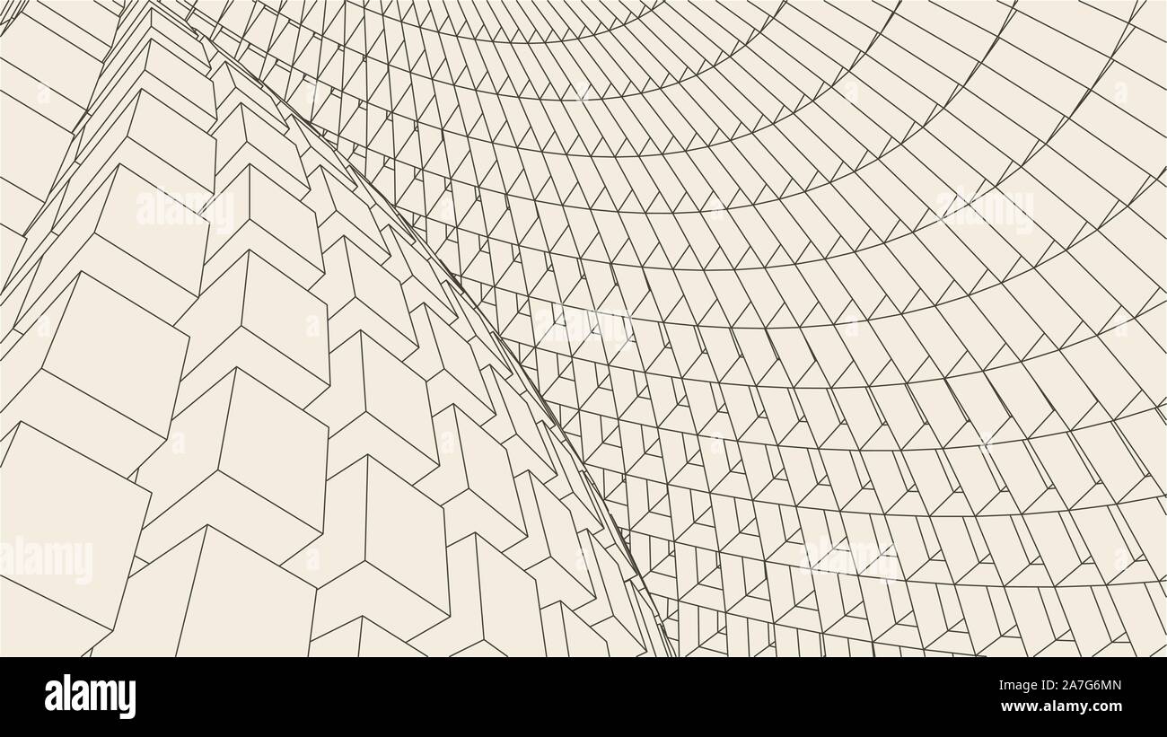 Abstract vector landscape background. Cyberspace grid. 3d technology ...