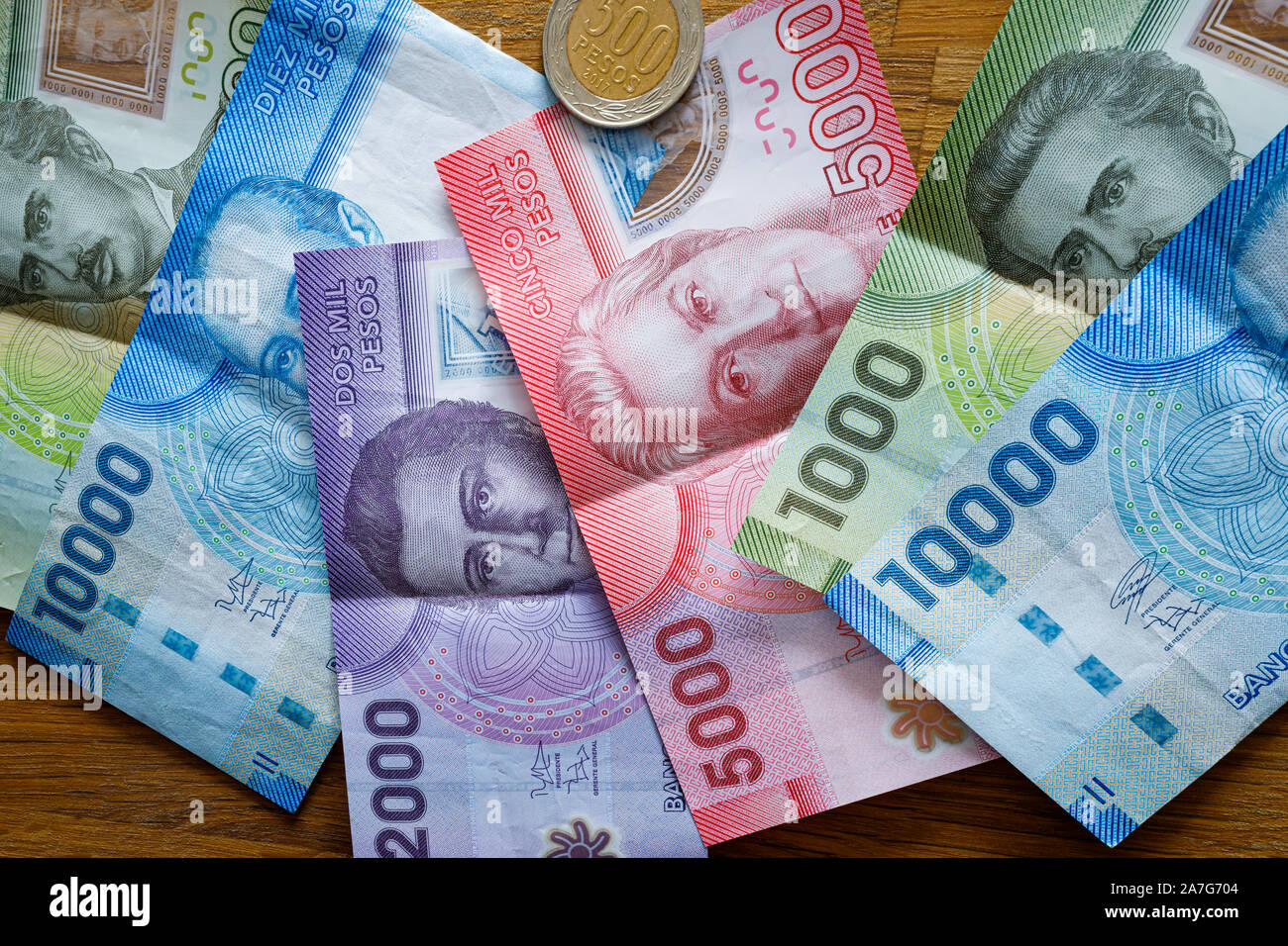 Chilean banknotes chile money hi-res stock photography and images - Alamy