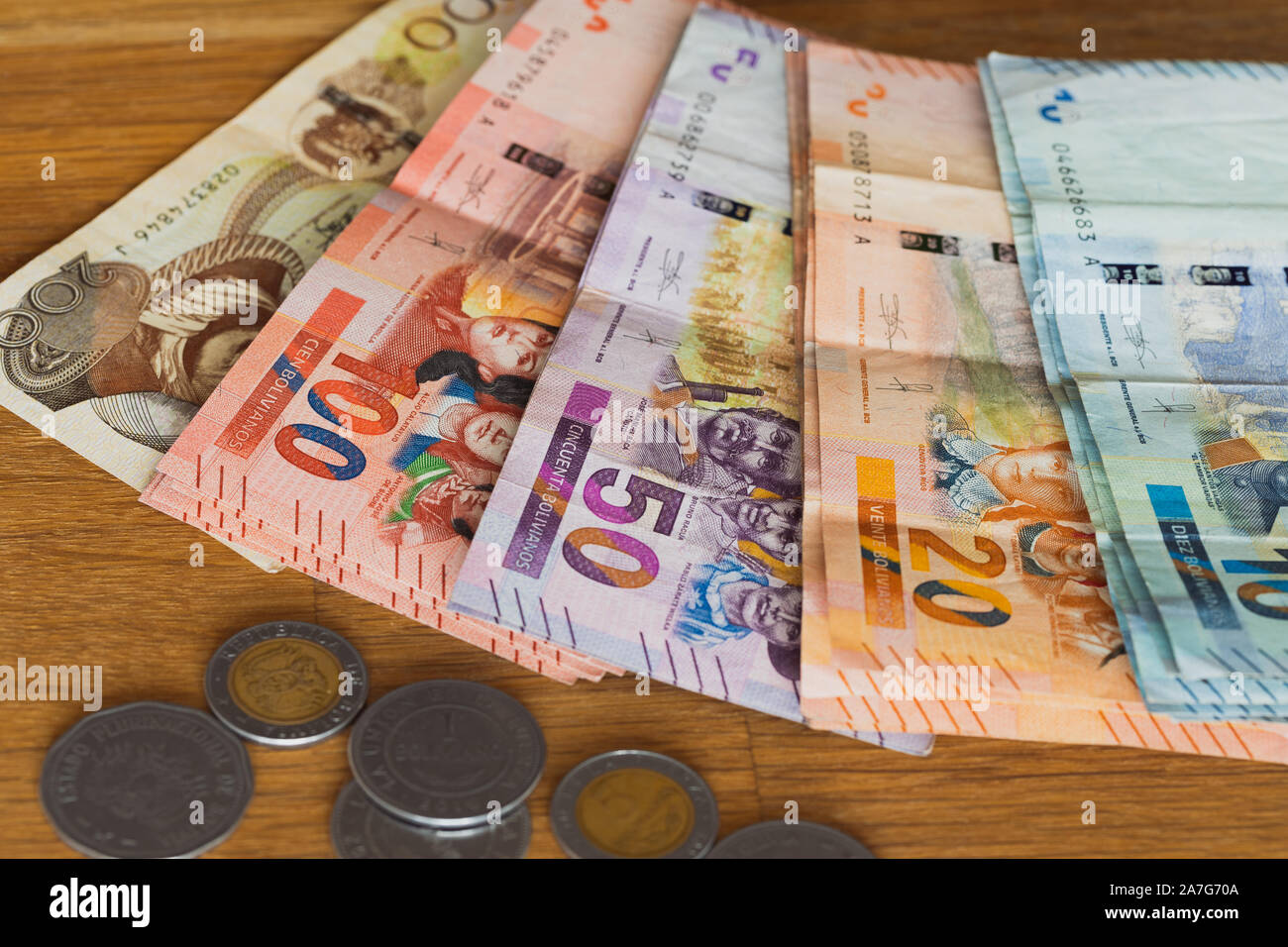 Bolivia money, bolivianos, Various banknotes Stock Photo - Alamy