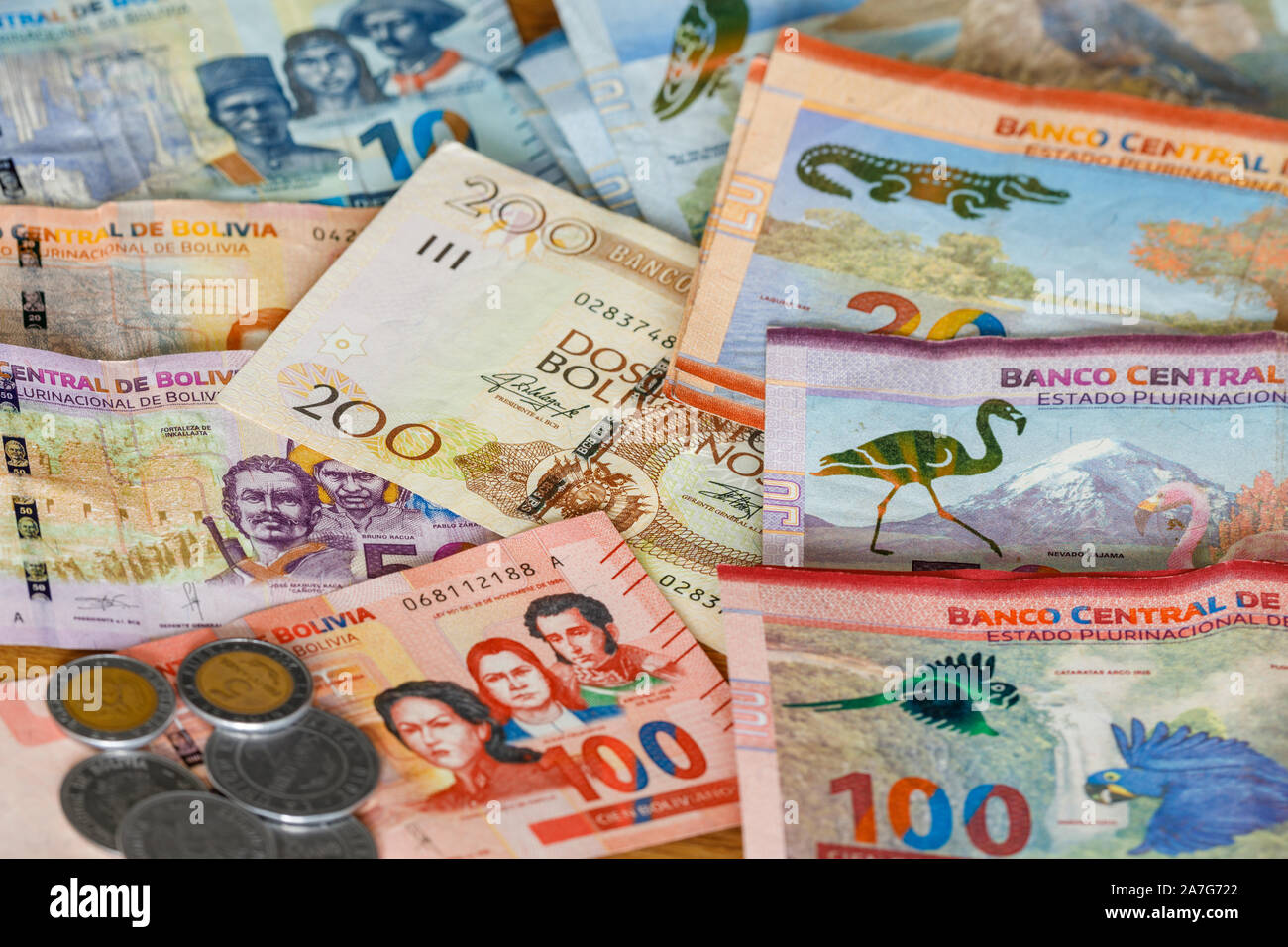 Bolivia money, bolivianos, Various banknotes Stock Photo - Alamy