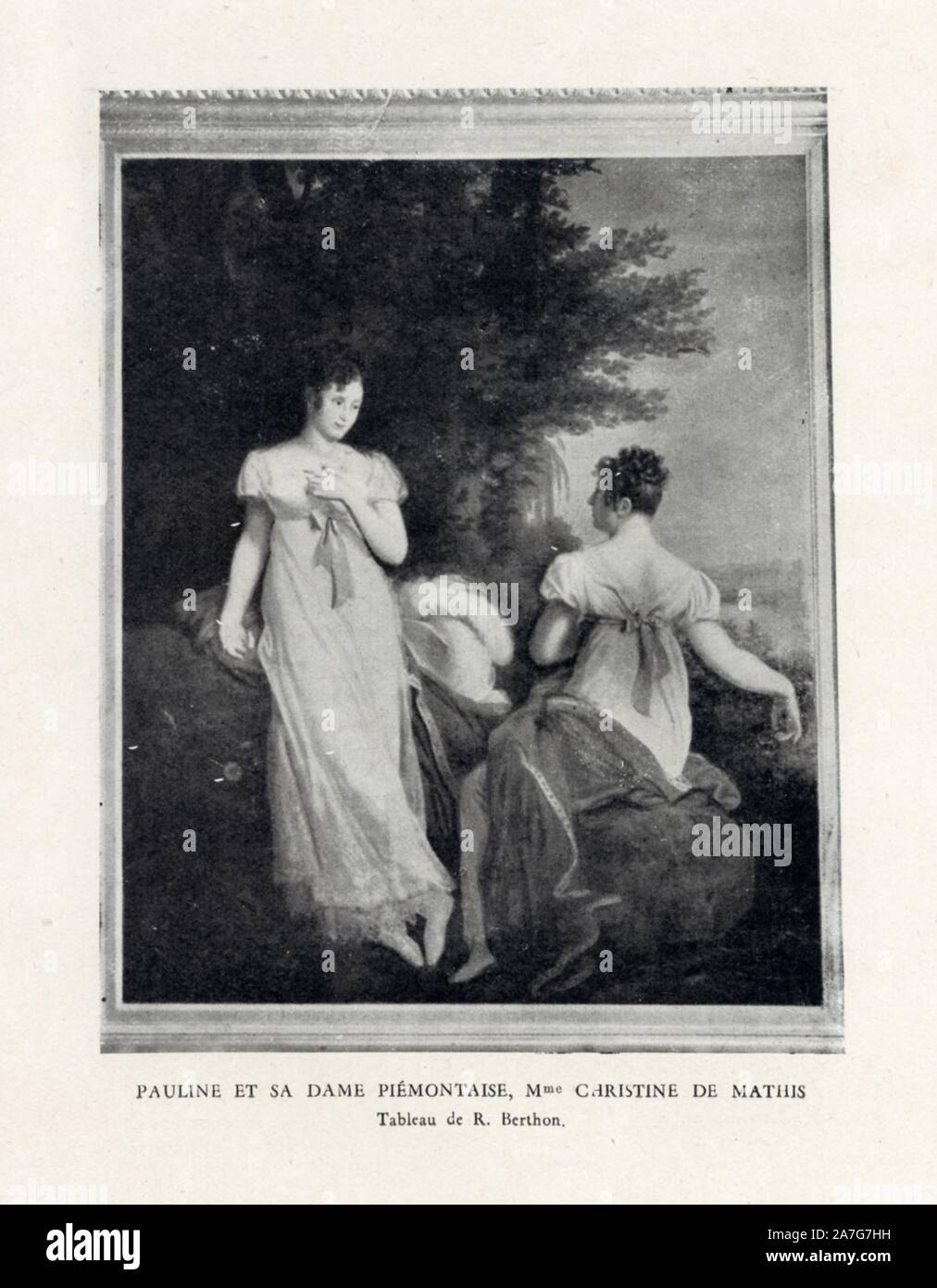 Pauline et sa dame piémontaise , madame Christine de Mathis. Tableau de ...