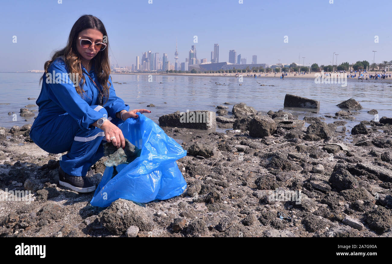 Kuwait City, Kuwait. 2nd Nov, 2019. A woman participates in a beach ...
