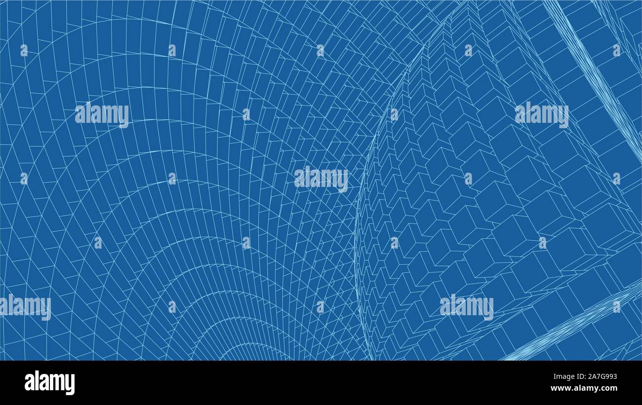 Abstract vector landscape background. Cyberspace grid. 3d technology ...