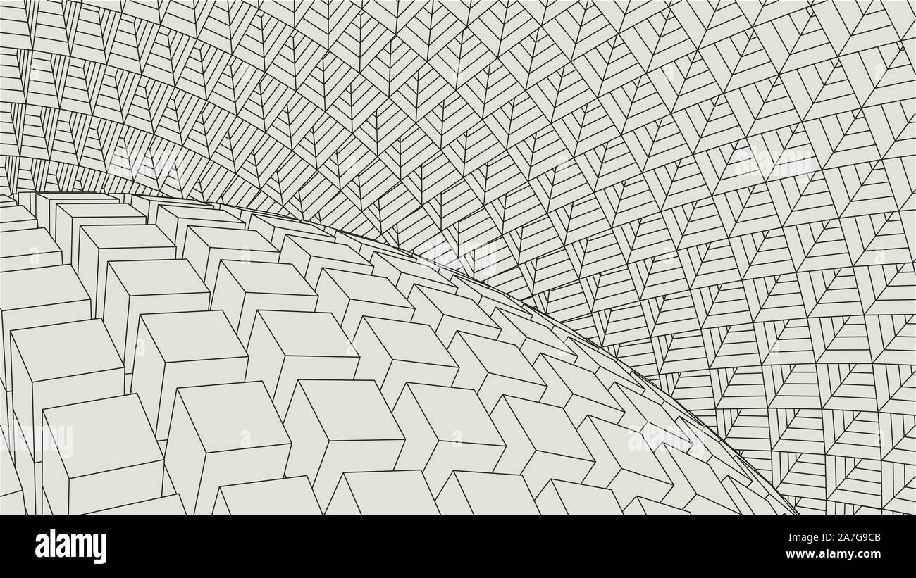 Abstract vector landscape background. Cyberspace grid. 3d technology ...