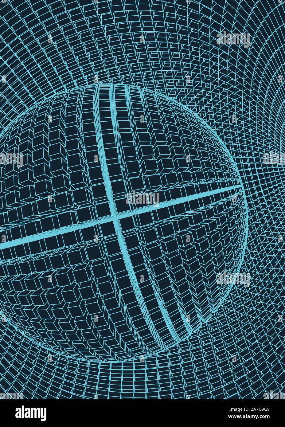 Abstract vector landscape background. Cyberspace grid. 3d technology ...