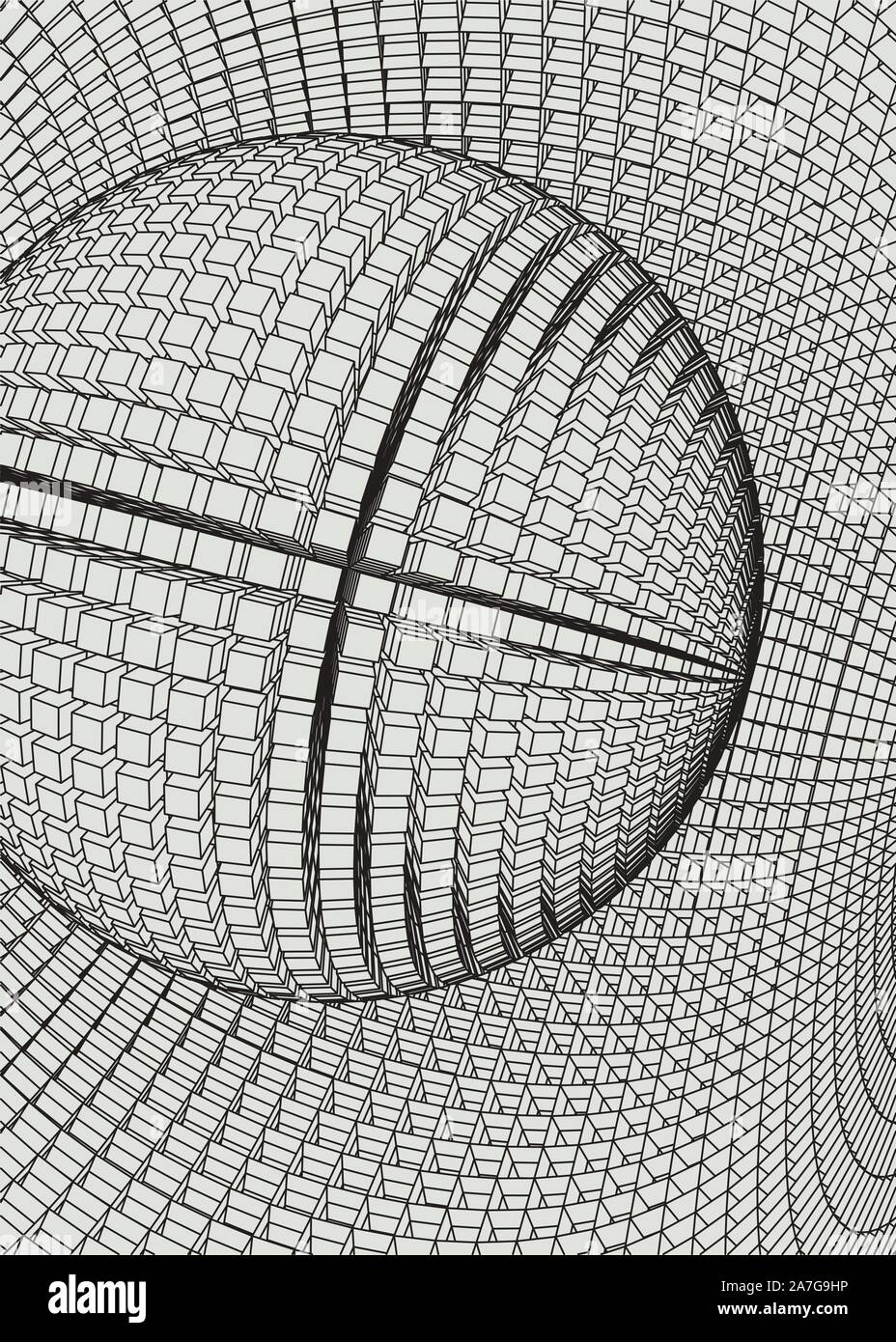 Abstract vector landscape background. Cyberspace grid. 3d technology ...