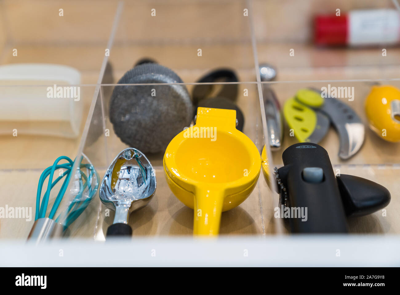 Kitchen Tools Organized in Drawer Stock Photo - Alamy