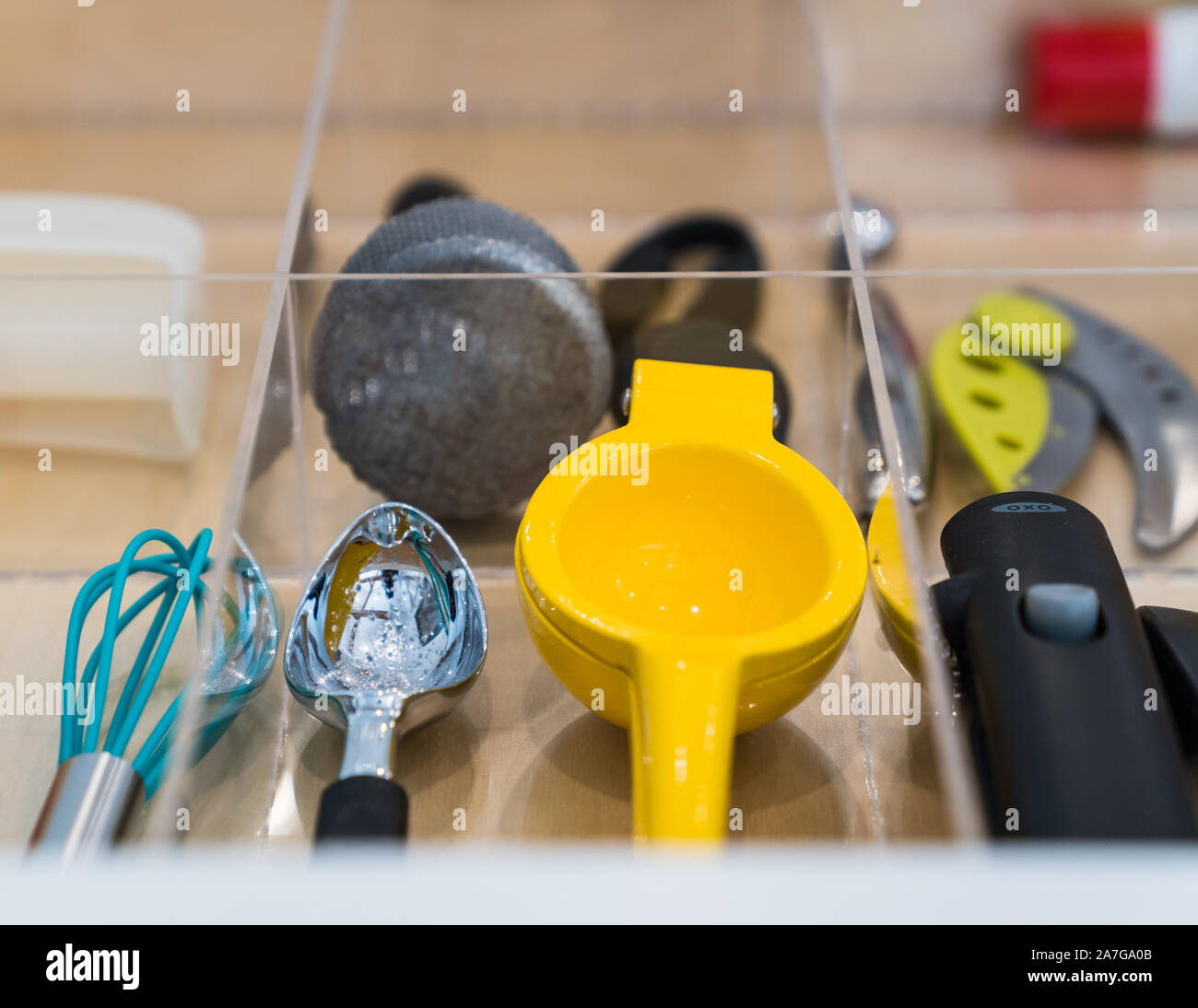 Kitchen Tools Organized in Drawer Stock Photo - Alamy
