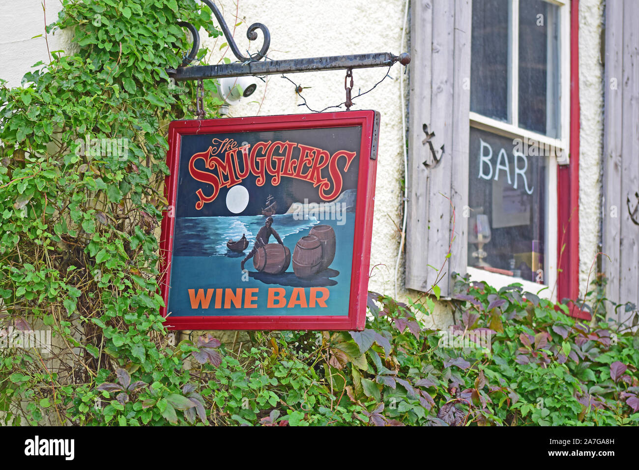 Smugglers Wine Bar in Robin Hoods Bay Stock Photo - Alamy